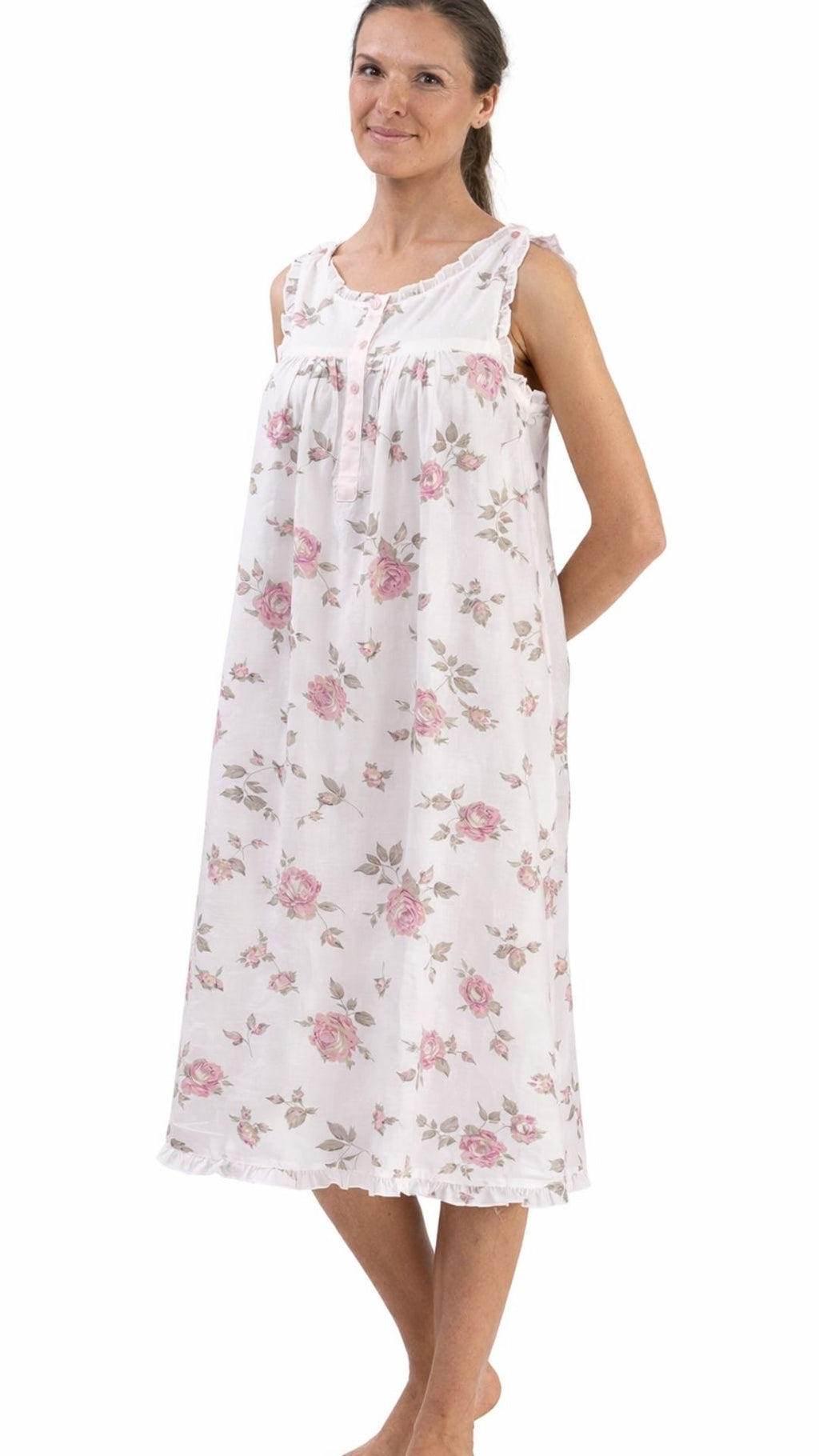 Mimi Lavender Rose Cotton Nightie | Women’s Shoulder Opening – THE ...