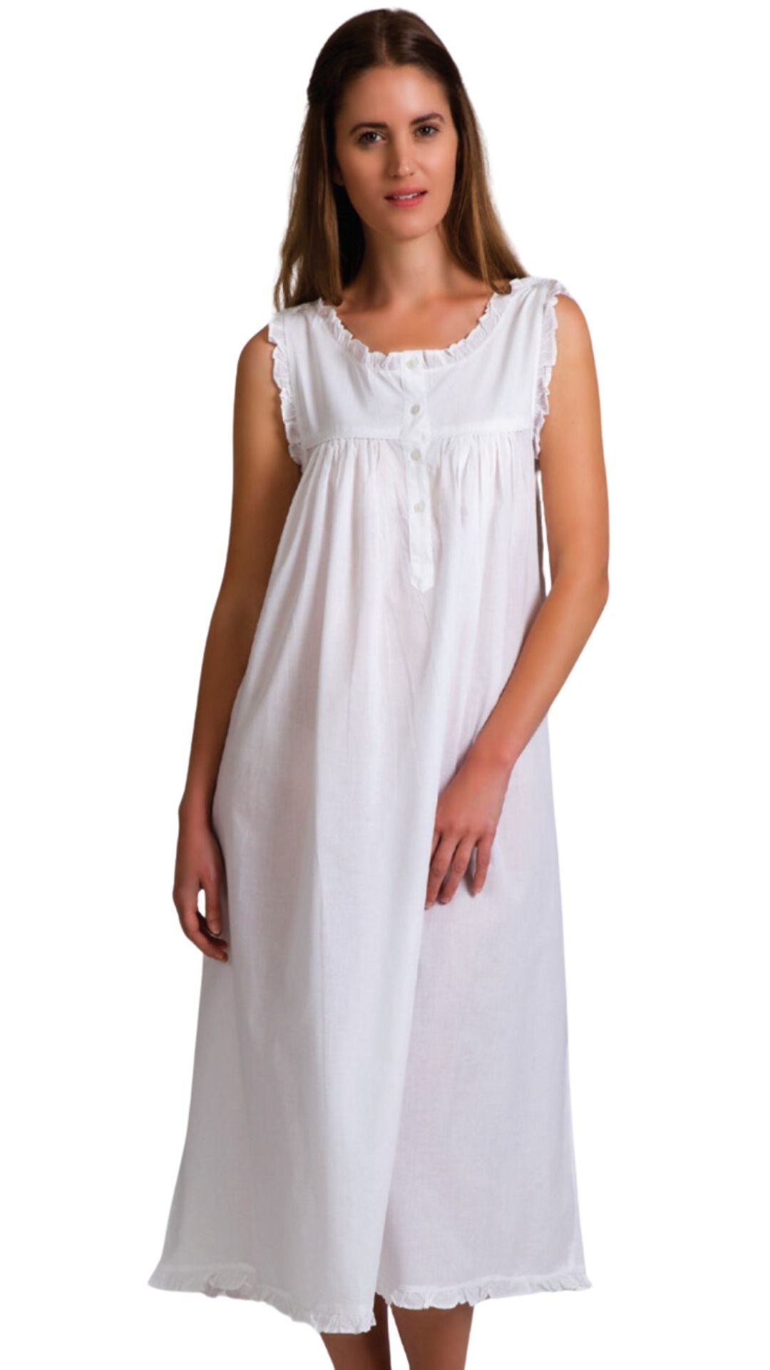Mimi White Cotton Nightie Button Shoulder – THE NIGHTIE SHOP - Australia