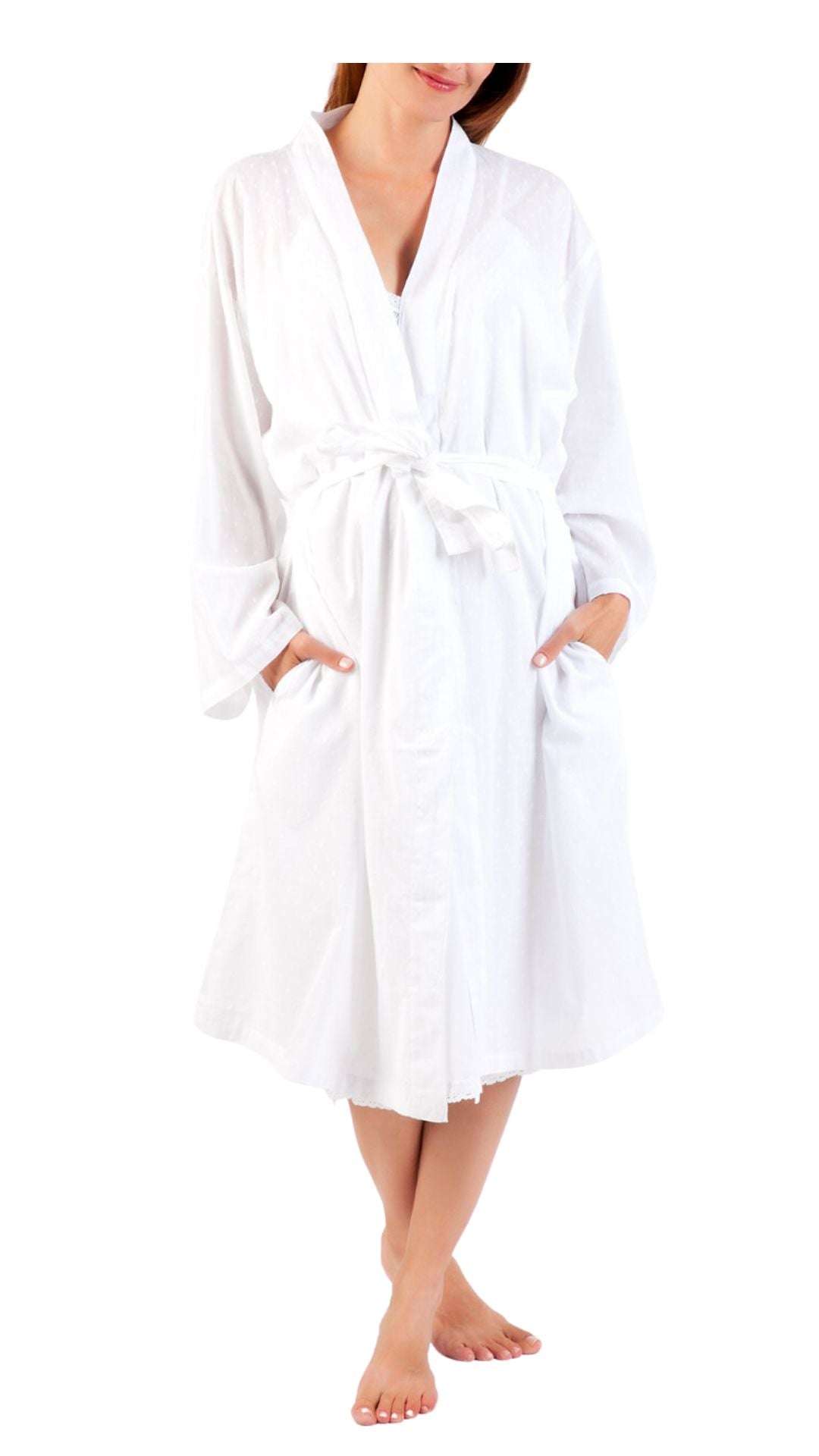 Elsa White Cotton Dressing Gown – THE NIGHTIE SHOP - Australia